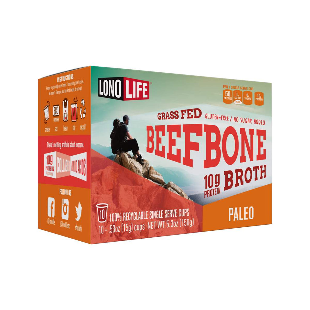Grass-Fed Beef Bone Broth Powder - Single Serve Cups | LonoLife